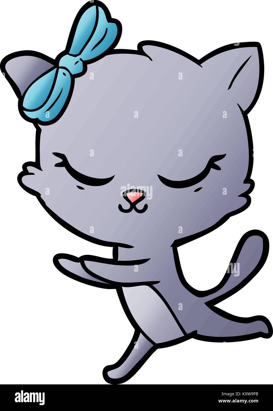 cute cartoon cat with bow Stock Vector Image & Art - Alamy