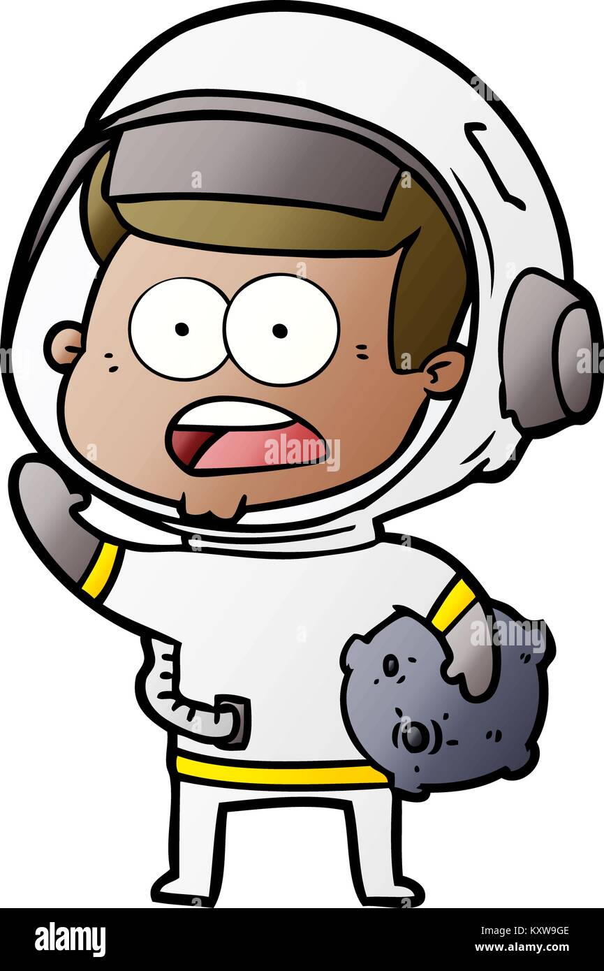 cartoon surprised astronaut holding moon rock Stock Vector Image & Art ...