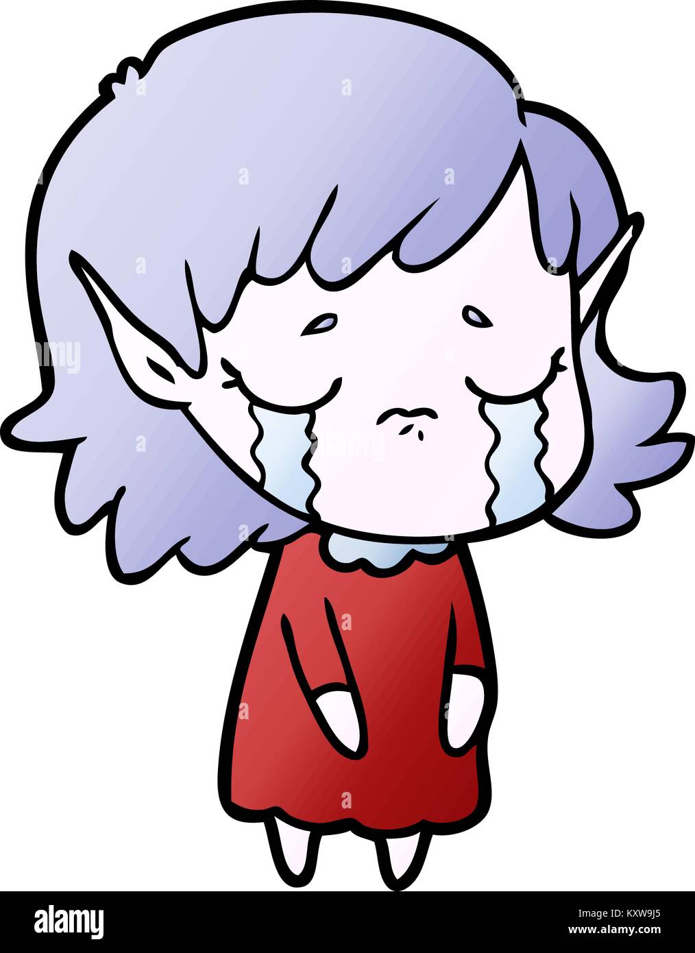crying cartoon elf girl Stock Vector Image & Art - Alamy