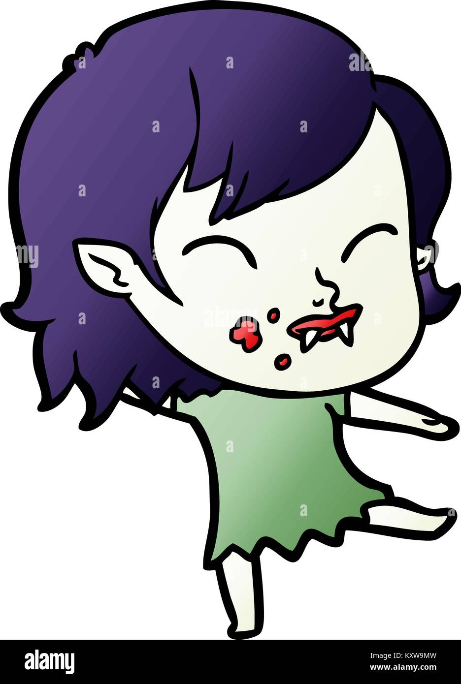 cartoon vampire girl with blood on cheek Stock Vector Image & Art - Alamy