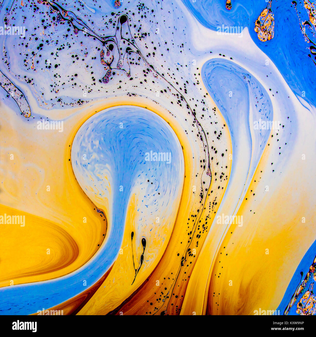 Optical thin film interference patterns in a stretched soap solution ...