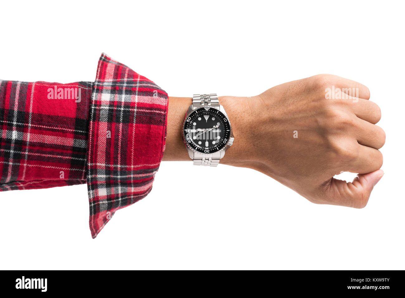 luxury watch on man's wrist over white background Stock Photo - Alamy