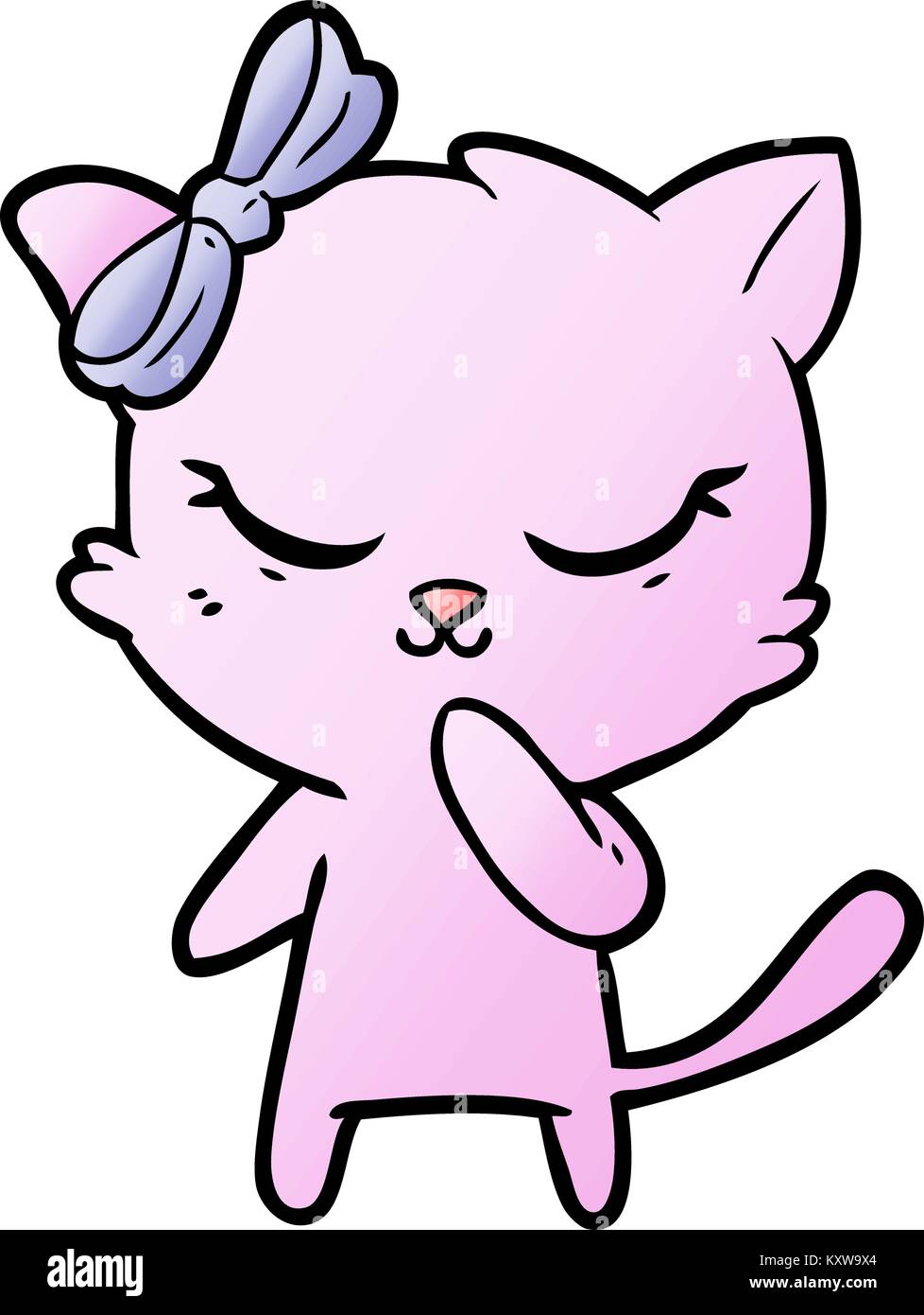 cute cartoon cat with bow Stock Vector Image & Art - Alamy