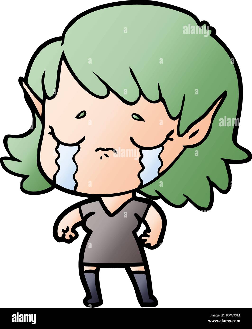cartoon crying elf girl Stock Vector Image & Art - Alamy