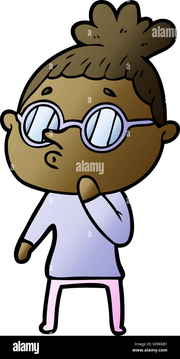 cartoon woman wearing glasses Stock Vector Image & Art - Alamy