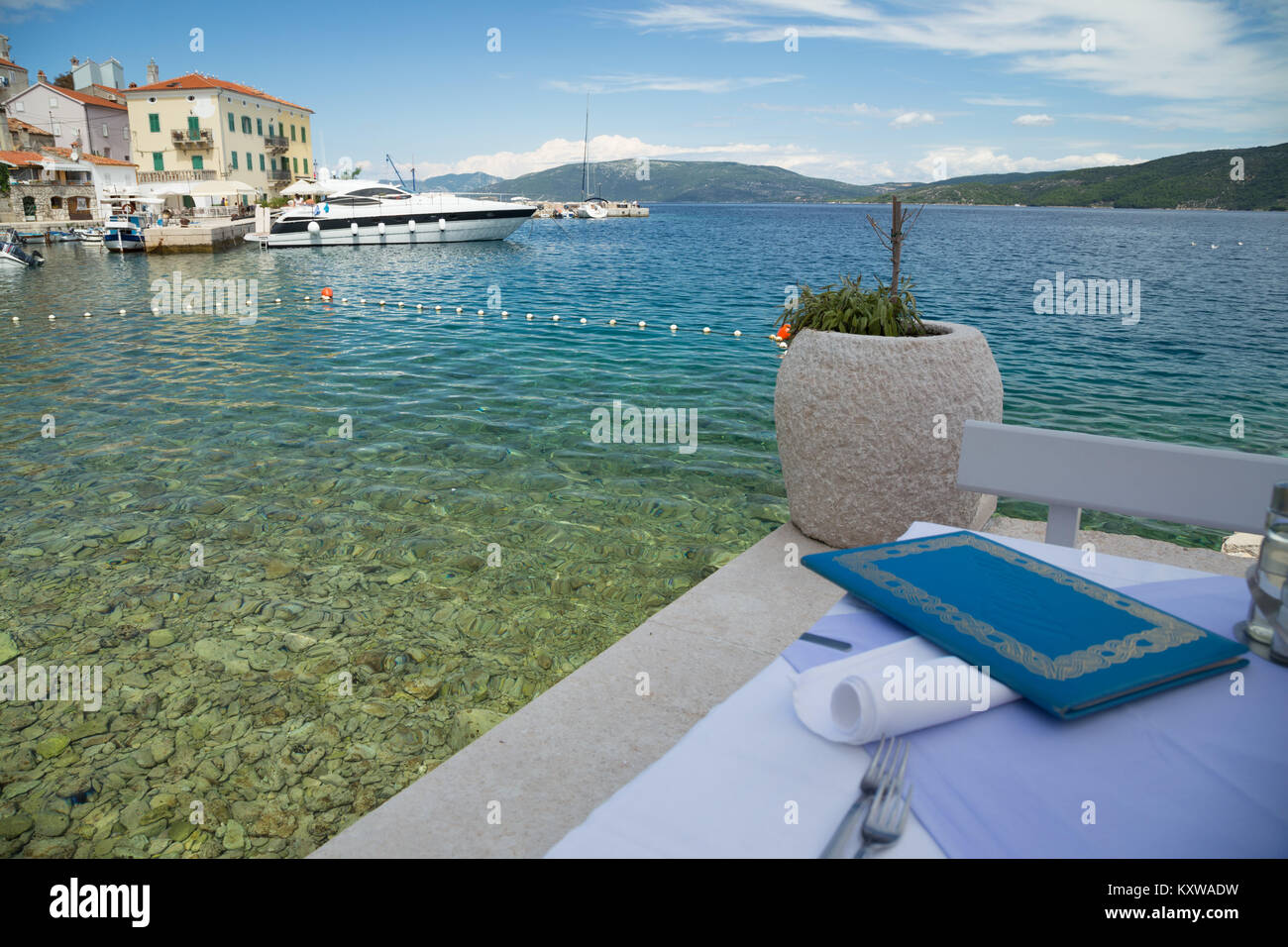 Cres, restaurant terrace, Croatia Stock Photo - Alamy