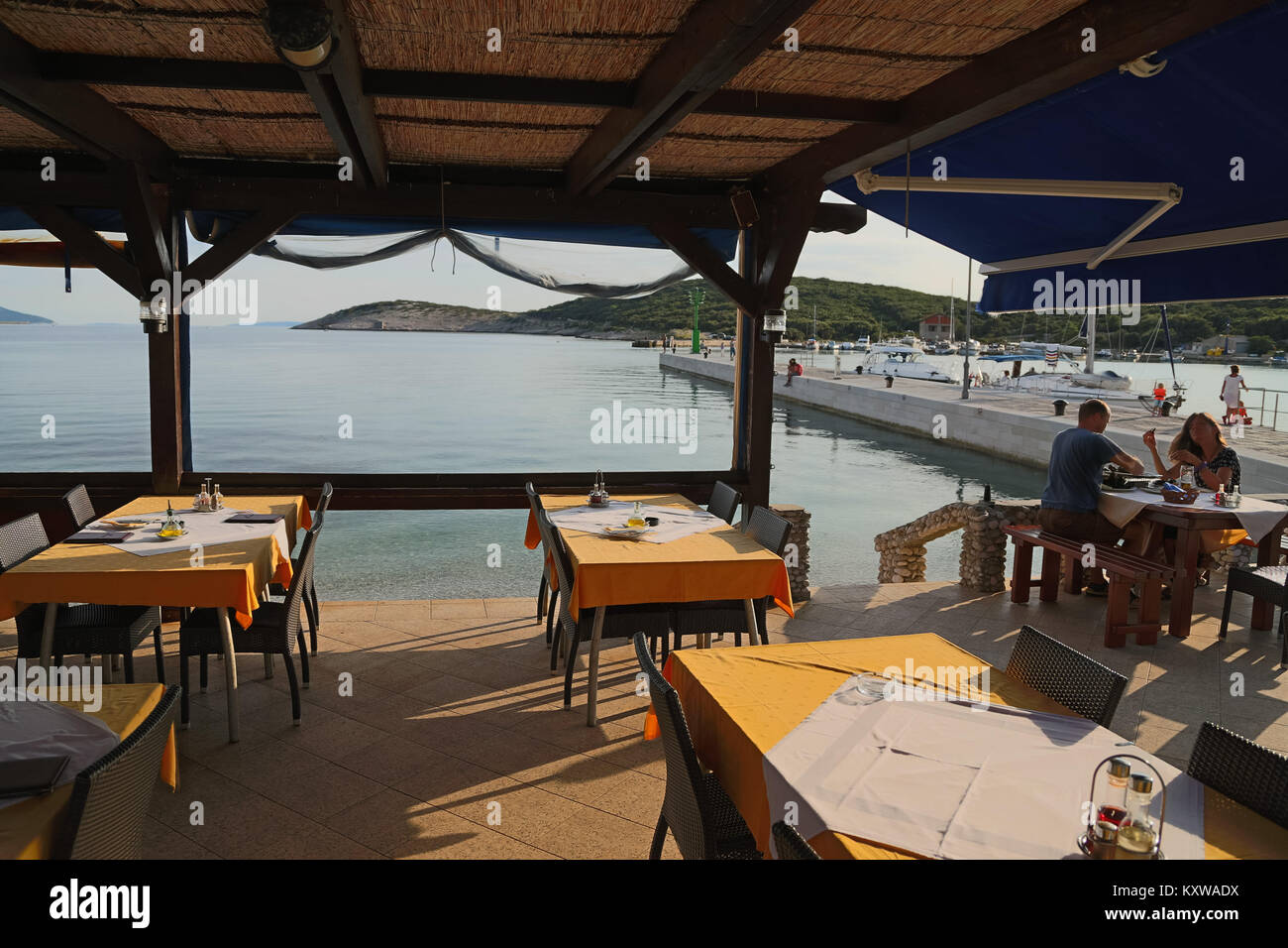 Cres, restaurant terrace, Croatia Stock Photo - Alamy