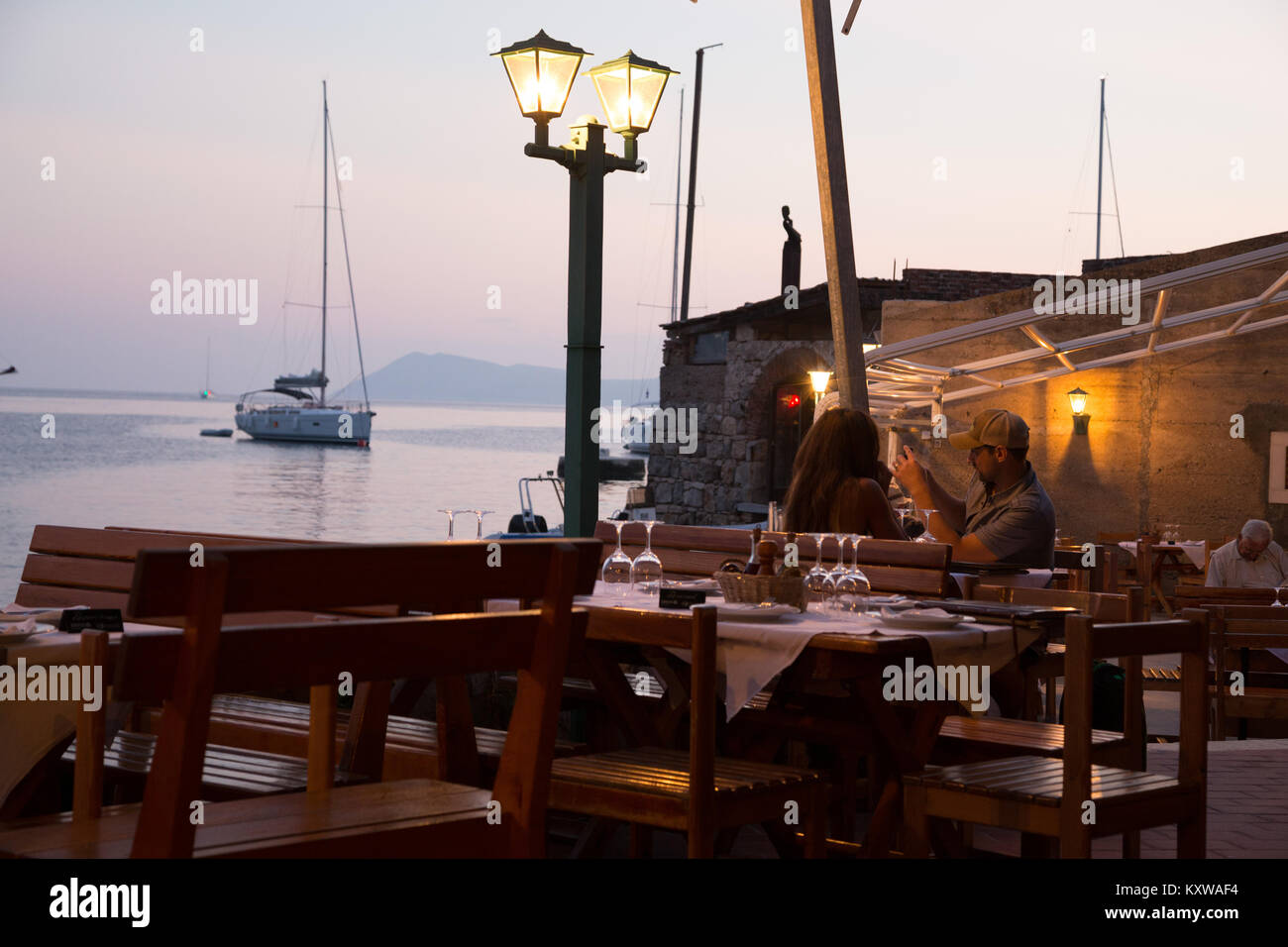 Vis, restaurant terrace, Croatia Stock Photo - Alamy
