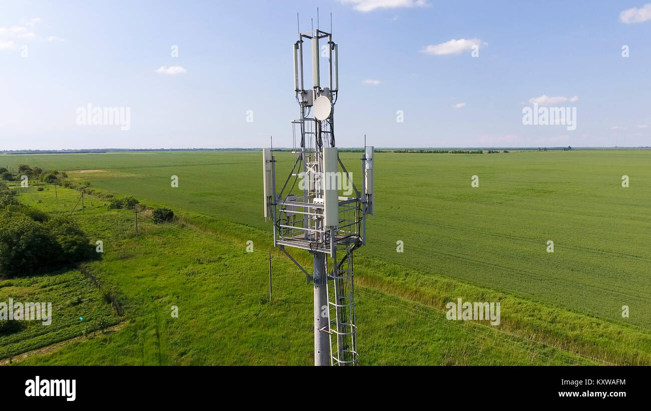 Cellular tower. Equipment for relaying cellular and mobile signal. Fly ...