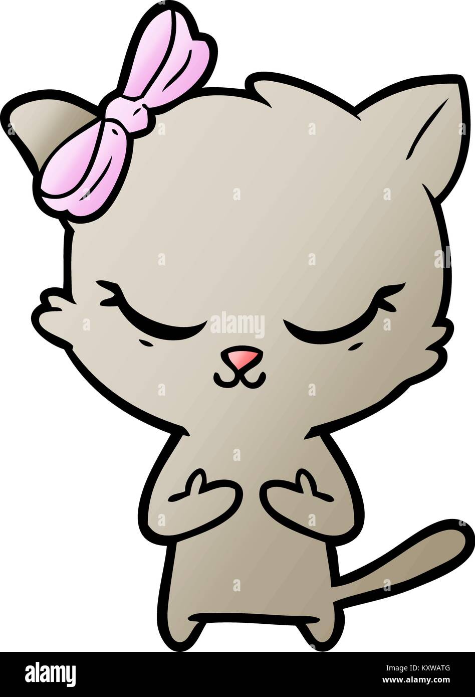 cute cartoon cat with bow Stock Vector Image & Art - Alamy