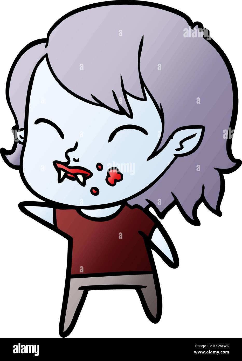 cartoon vampire girl with blood on cheek Stock Vector Image & Art - Alamy