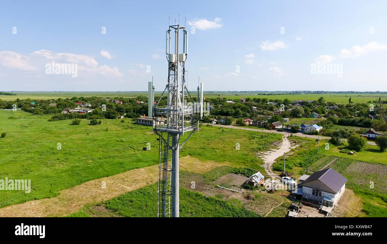 Cellular tower. Equipment for relaying cellular and mobile signal. Fly ...