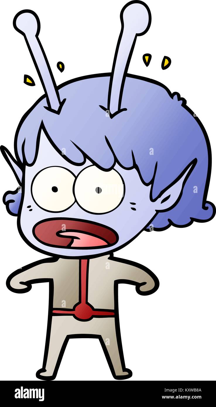cartoon shocked alien girl Stock Vector Image & Art - Alamy