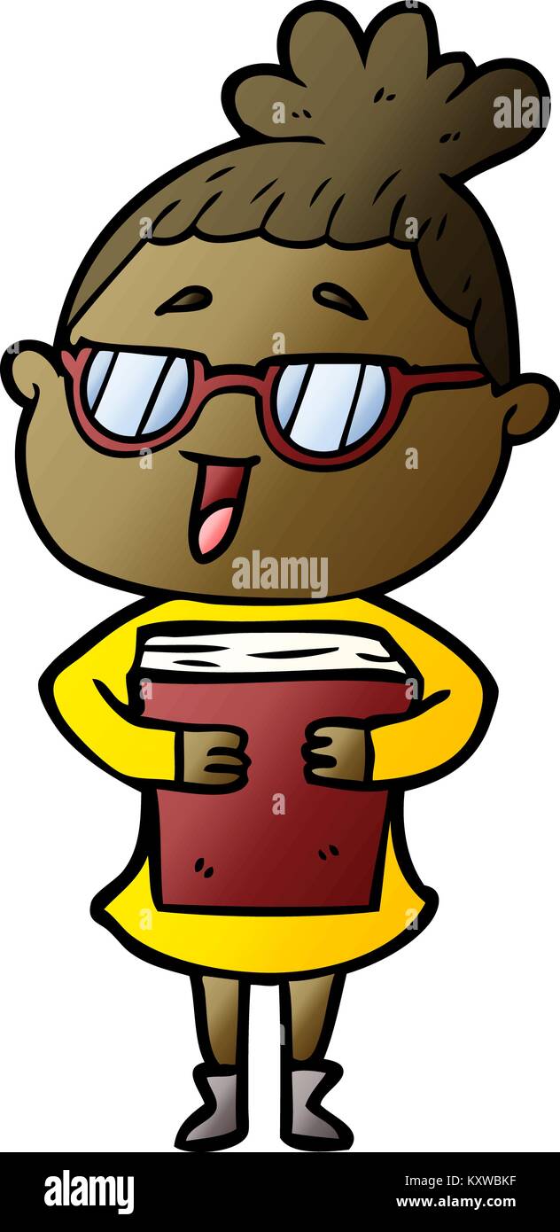 cartoon happy woman wearing spectacles Stock Vector Image & Art - Alamy