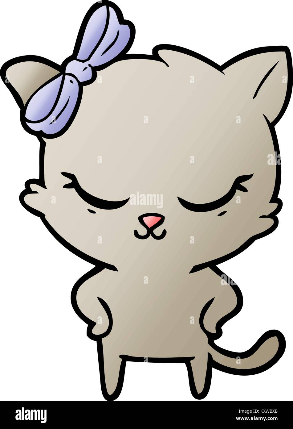 cute cartoon cat with bow Stock Vector Image & Art - Alamy