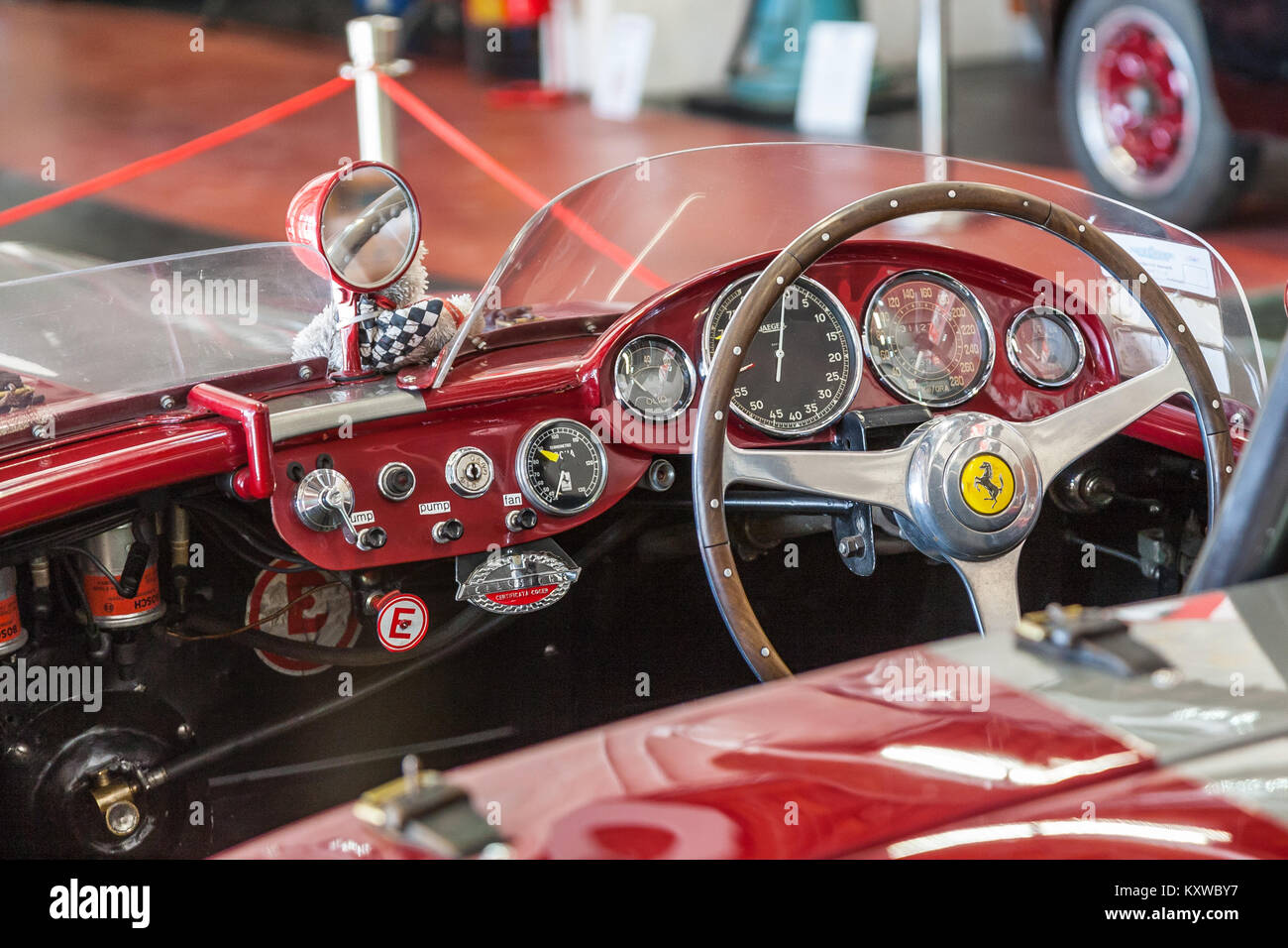 A 1953 Ferrari 340 MM Spyder on display at the Museo Mille Miglia ...