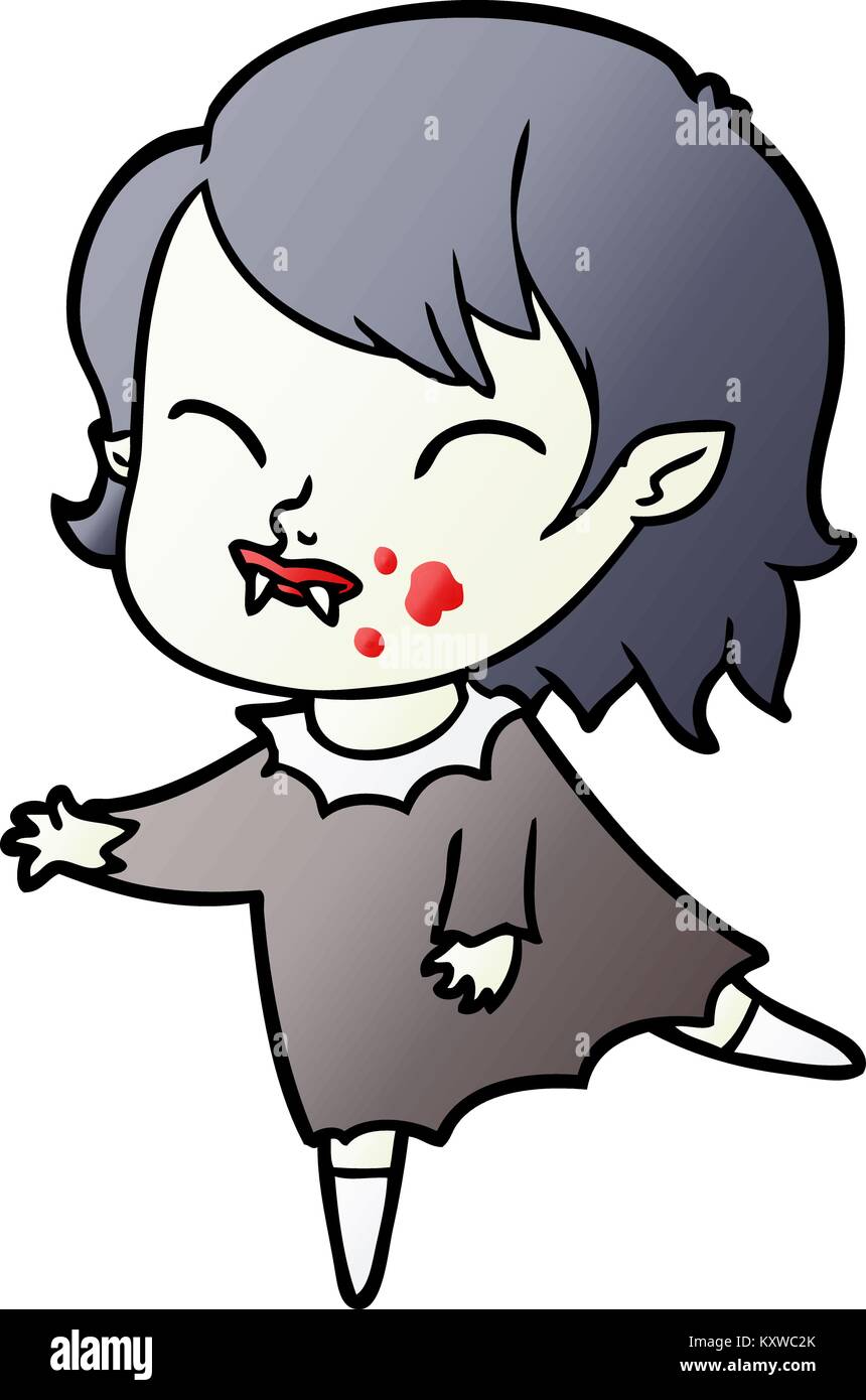cartoon vampire girl with blood on cheek Stock Vector Image & Art - Alamy
