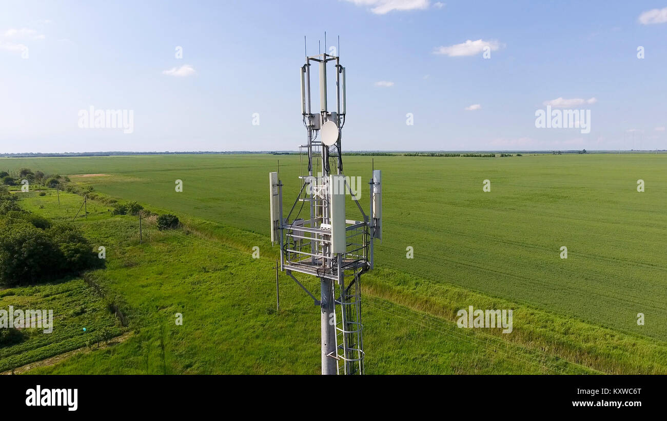 Cellular tower. Equipment for relaying cellular and mobile signal. Fly ...
