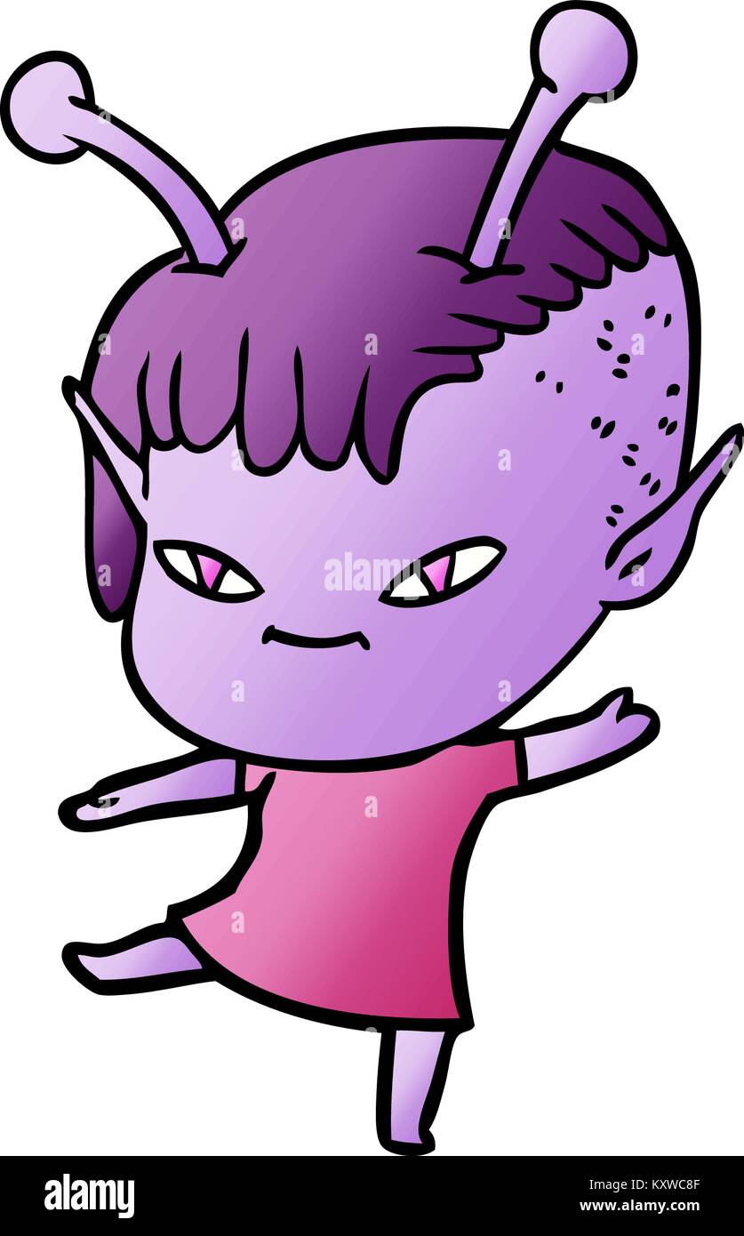 cute cartoon alien girl Stock Vector Image & Art - Alamy