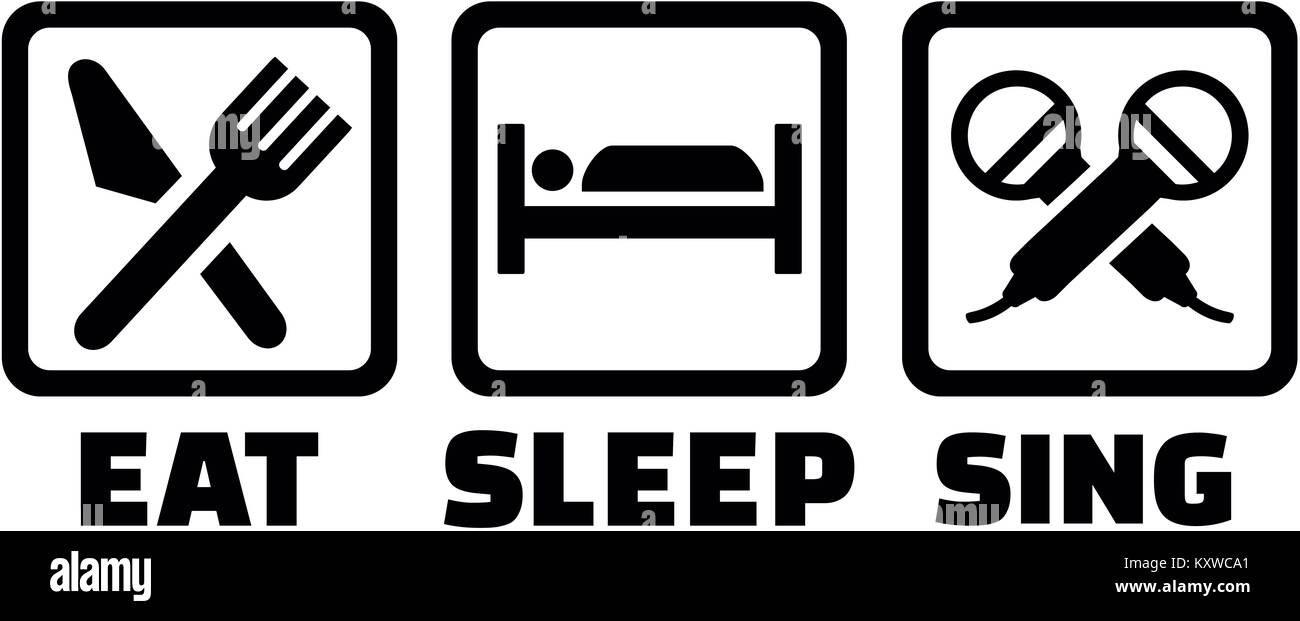 Eat sleep sing icons with microphones and words Stock Photo - Alamy