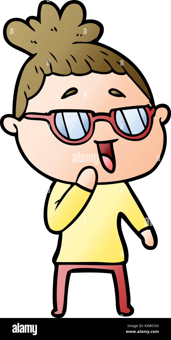 cartoon happy woman wearing spectacles Stock Vector Image & Art - Alamy