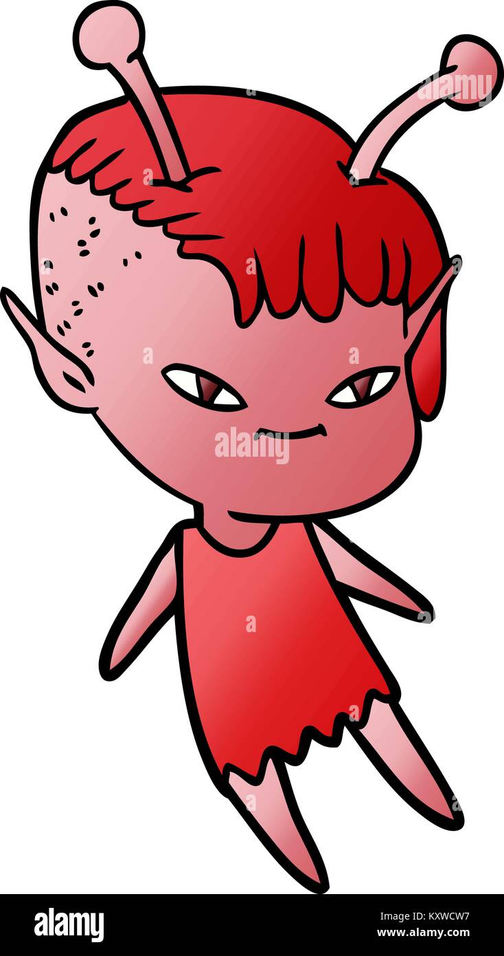 cute cartoon alien girl Stock Vector Image & Art - Alamy