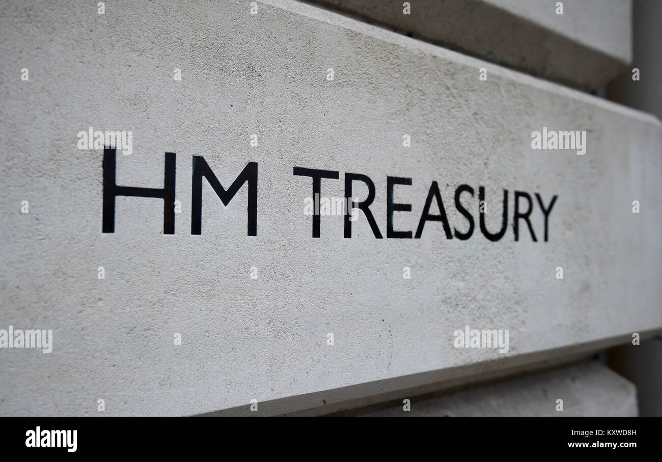 A view of signage for HM Treasury in Westminster, London Stock Photo ...