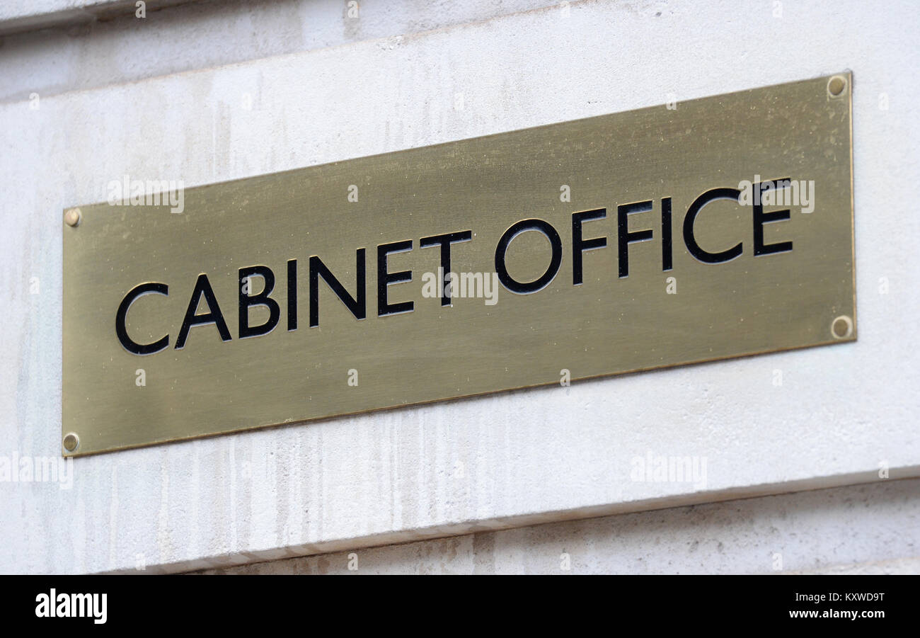 A view of signage for the Cabinet Office in Westminster, London Stock ...