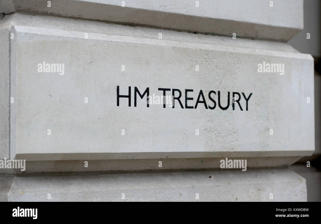 A view of signage for HM Treasury in Westminster, London Stock Photo ...