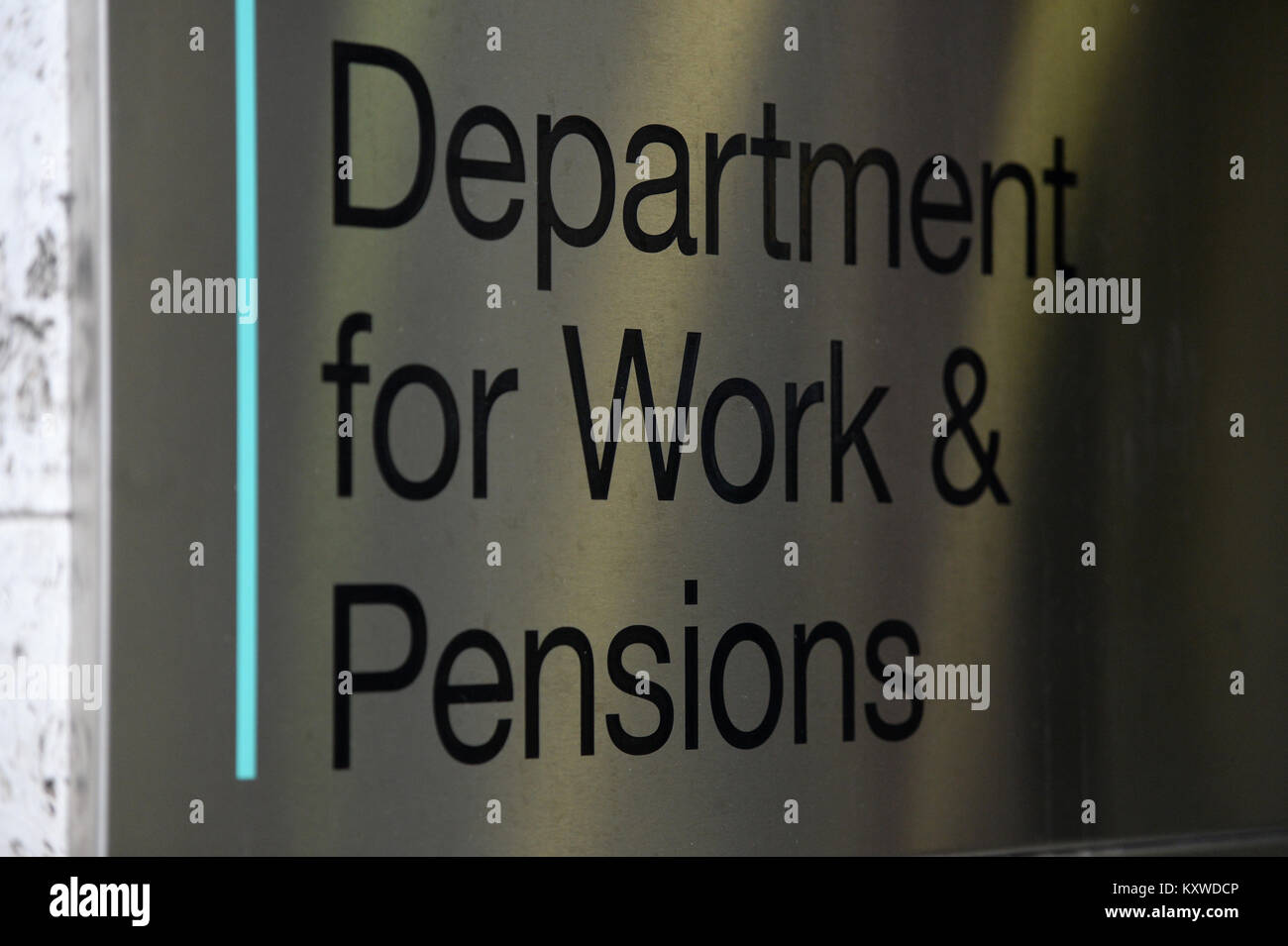 A view of signage for the Department of Work & Pensions in Westminster ...