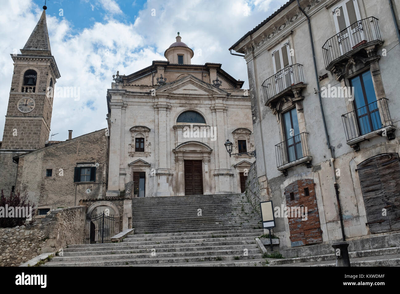 Popoli (L'Aquila, Abruzzi, Italy): facade of the Santissima Trinita ...