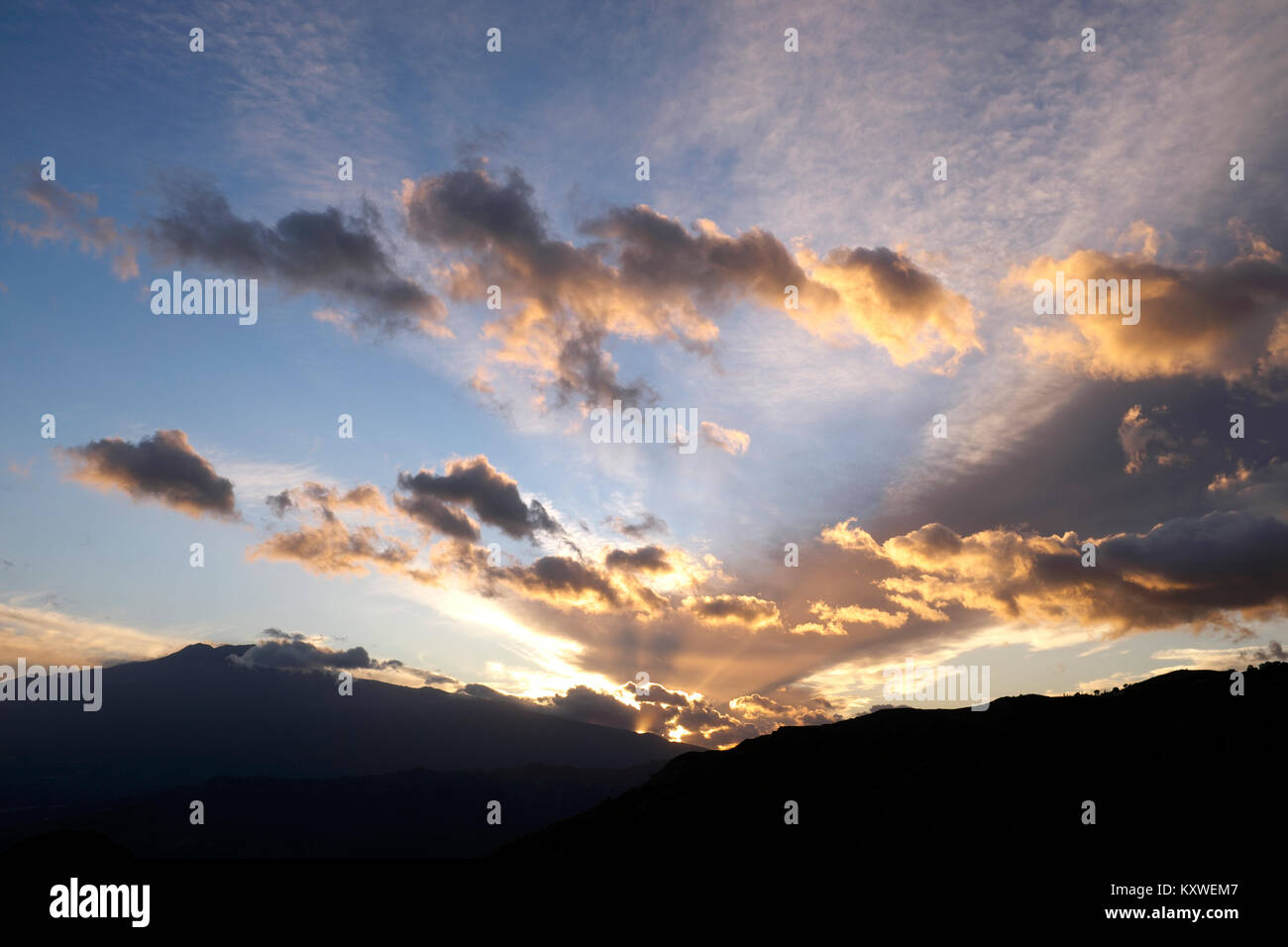 Sunset over Mt. Etna, Sicily Stock Photo - Alamy