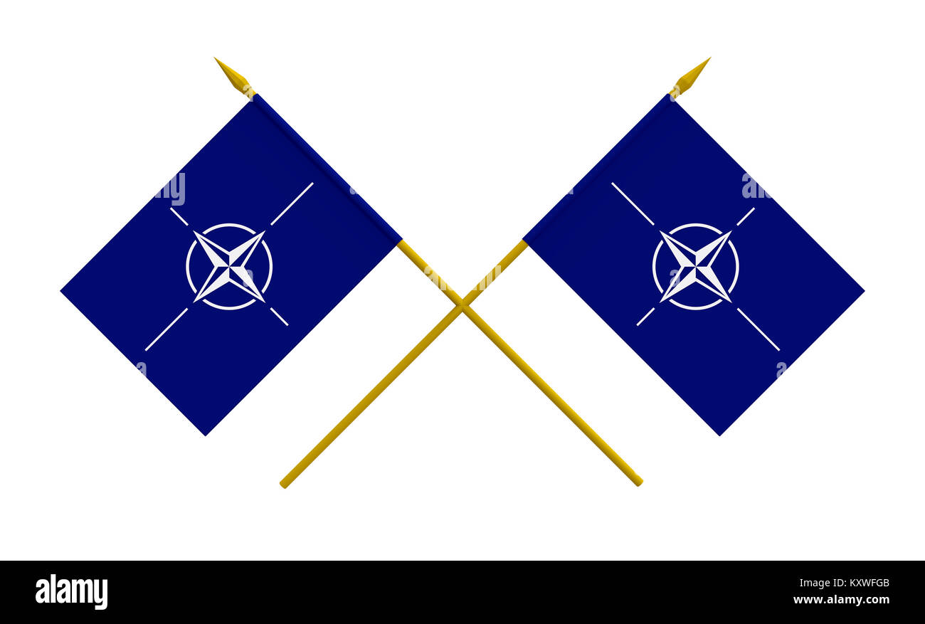 Two crossed flags of NATO, 3d render, isolated on white Stock Photo - Alamy