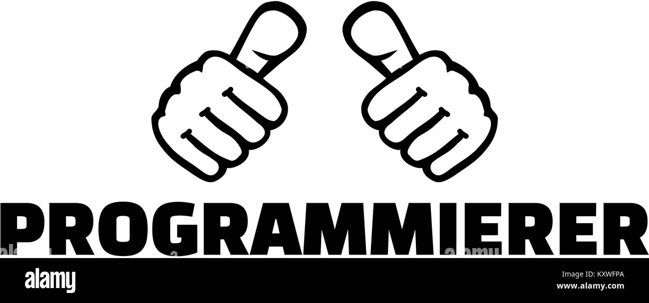 Programmer with thumbs german word Stock Photo - Alamy