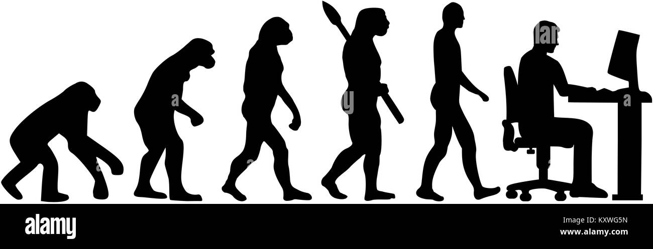 Programmer developer silhouette evolution Stock Photo - Alamy