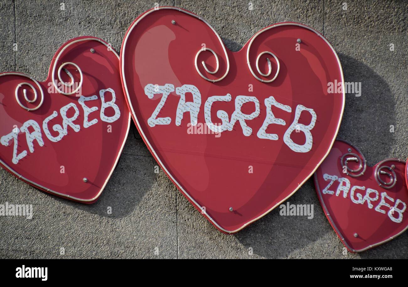Sign looking like licitar heart with name Zagreb in it, as a symbol of ...