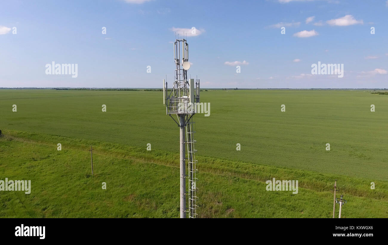Cellular tower. Equipment for relaying cellular and mobile signal. Fly ...