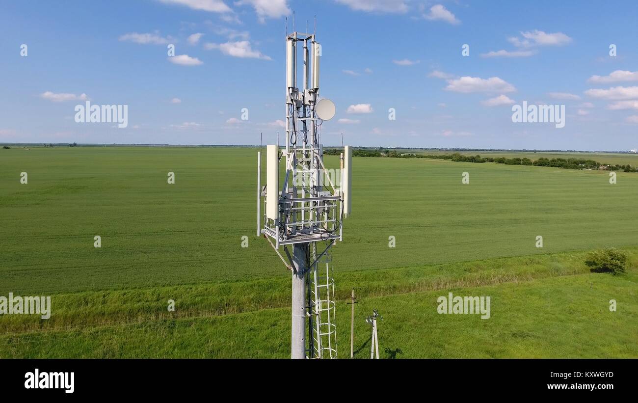 Cellular tower. Equipment for relaying cellular and mobile signal. Fly ...