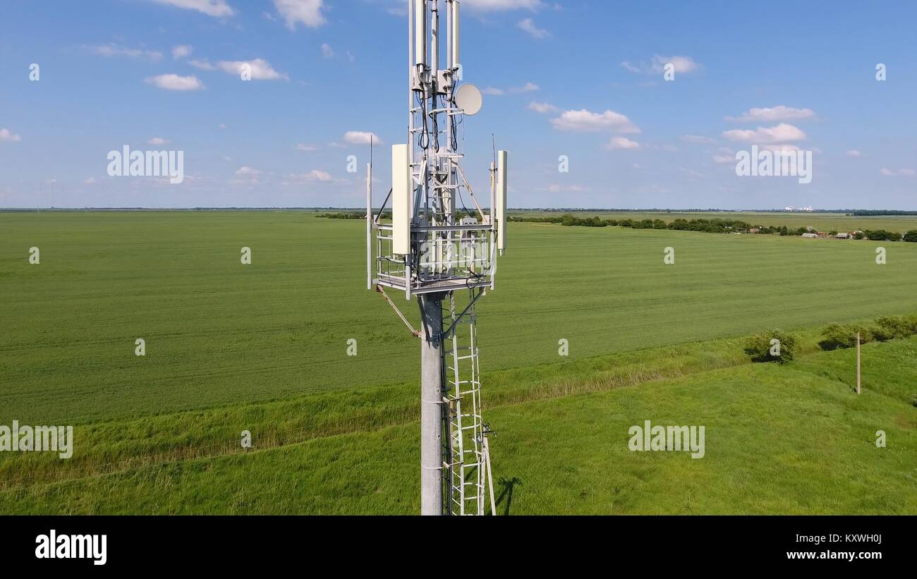 Cellular tower. Equipment for relaying cellular and mobile signal. Fly ...