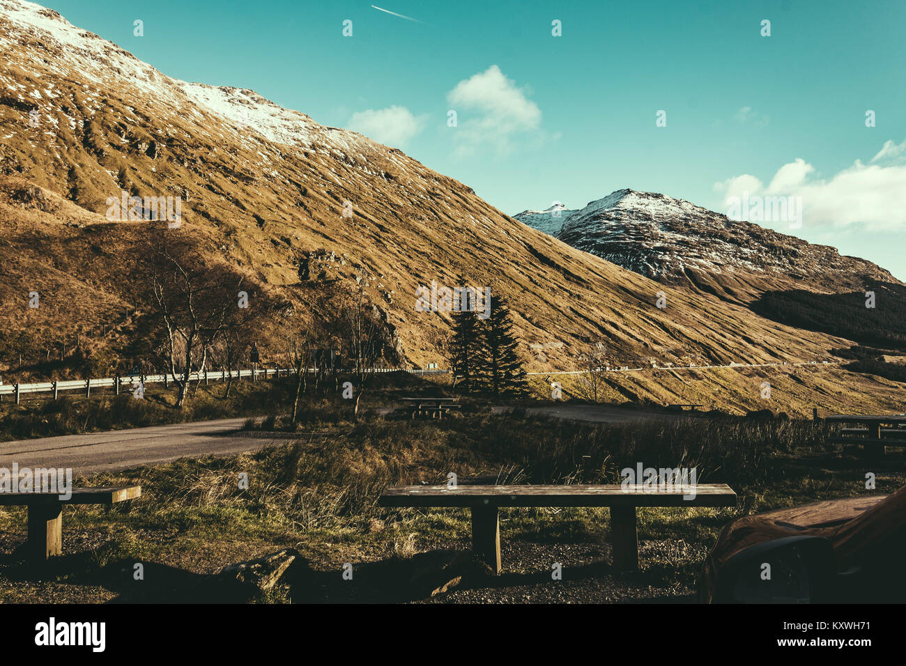 Snow Topped Hills in Trossachs, Scotland Stock Photo - Alamy