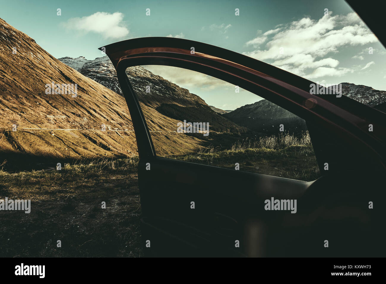 Snow Topped Hills in Trossachs, Scotland Stock Photo - Alamy