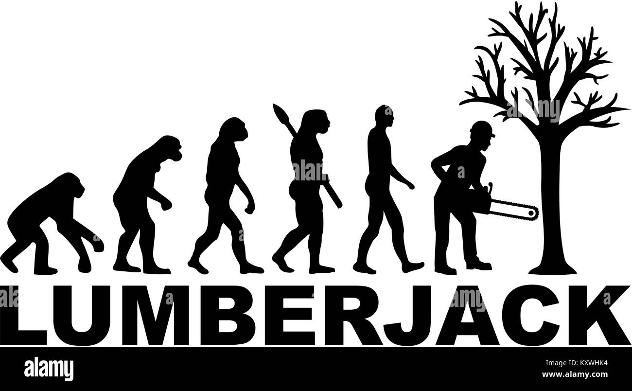 Lumberjack evolution with job title Stock Photo - Alamy