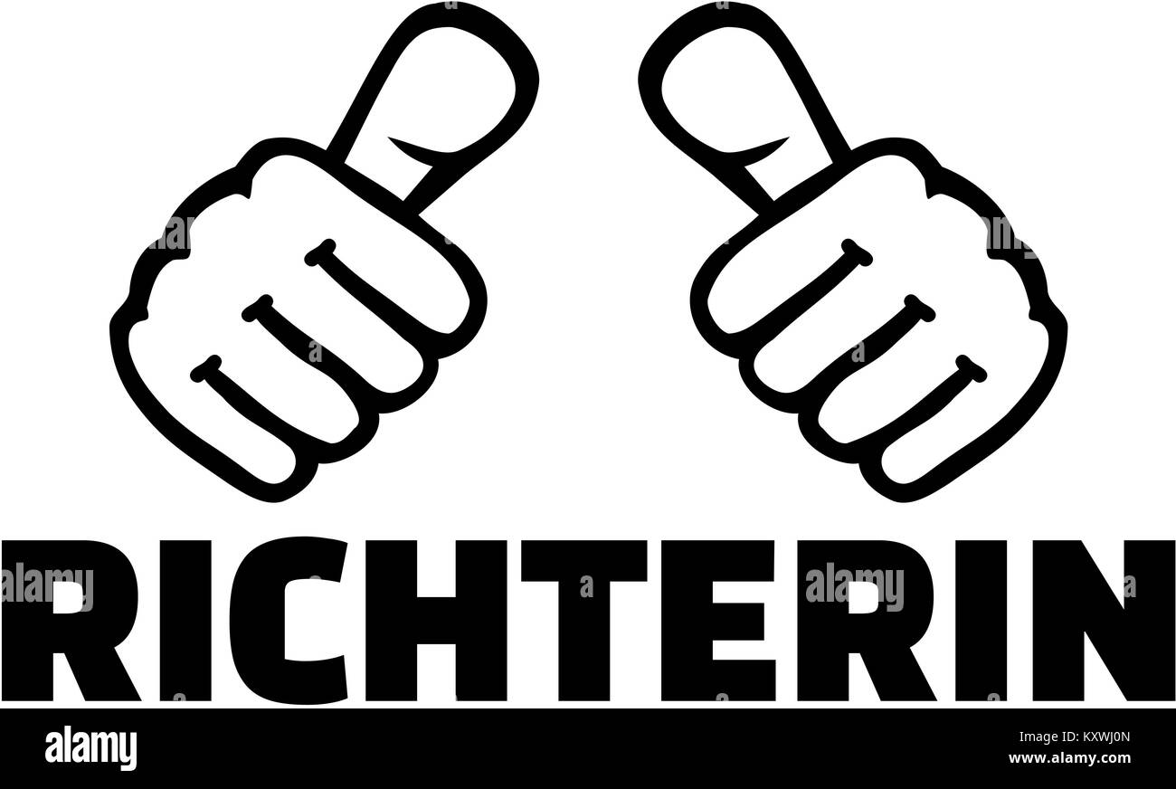 Female judge with thumbs german word Stock Photo - Alamy