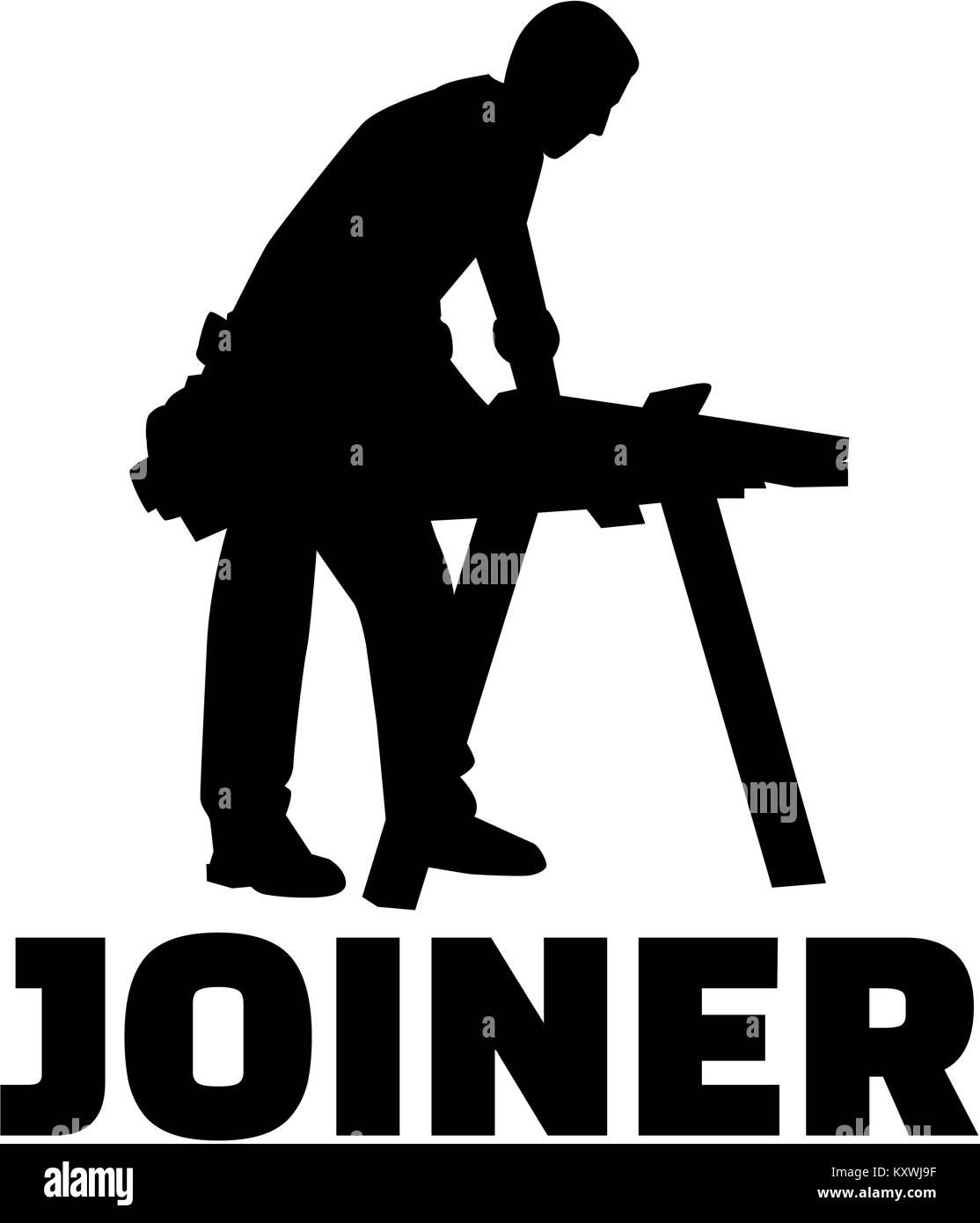 Joiner silhouette with job title Stock Photo - Alamy