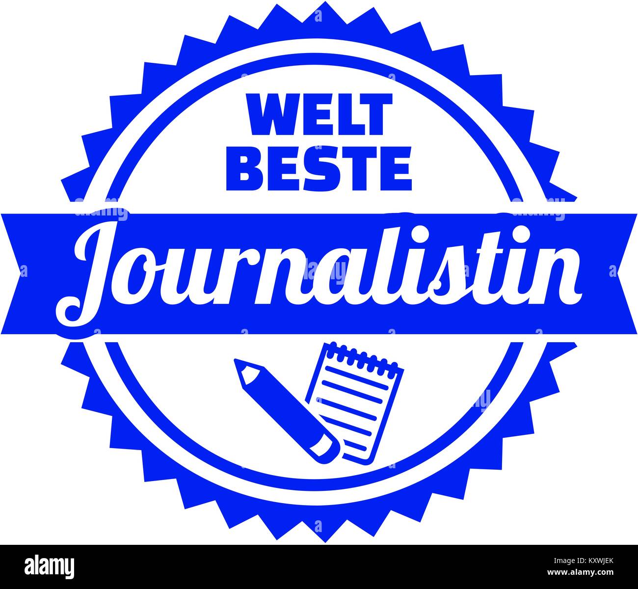 German emblem for worlds best journalist female Stock Photo - Alamy
