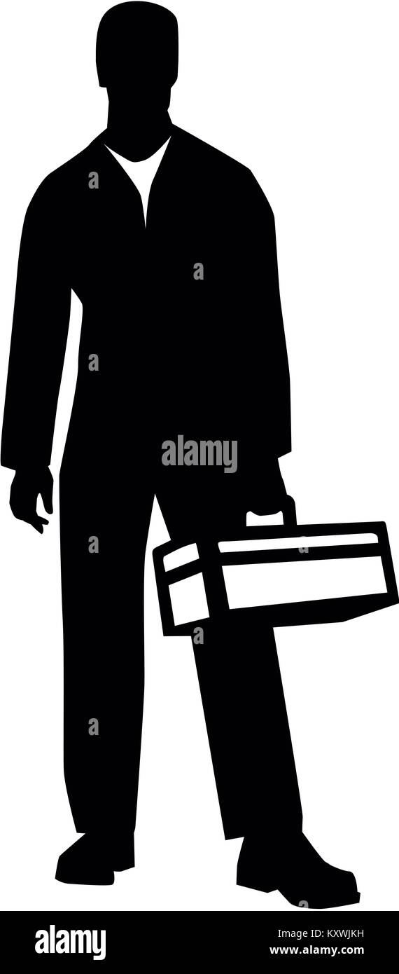 Silhouette of a janitor with toolbox Stock Photo - Alamy