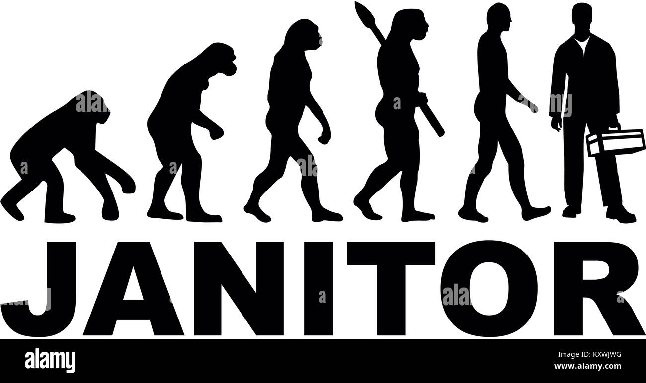 Evolution of a janitor with toolbox Stock Photo - Alamy