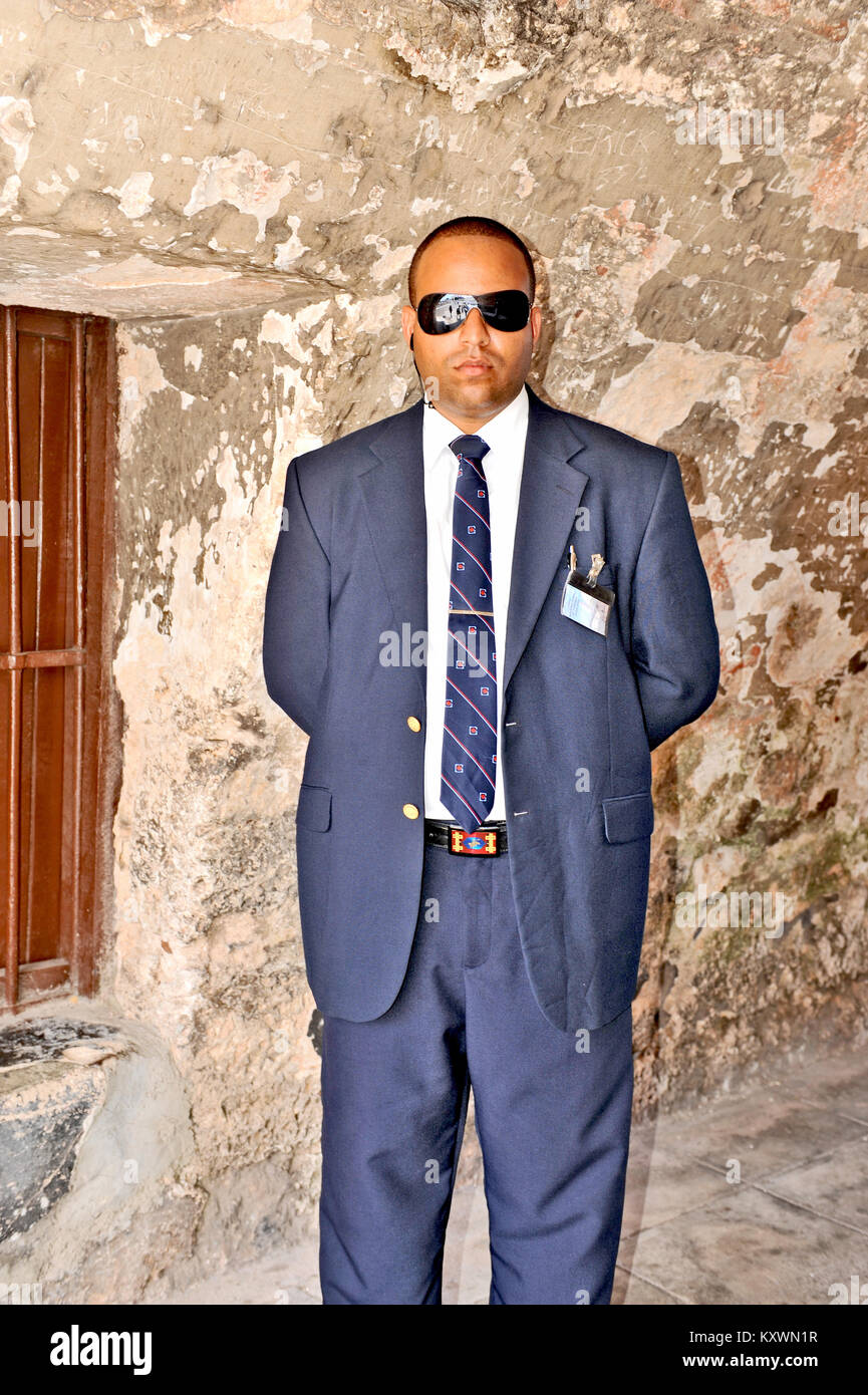 HAVANA, CUBA, MAY 6, 2009. A Cuban security guard in Fit Cuba 2009 ...