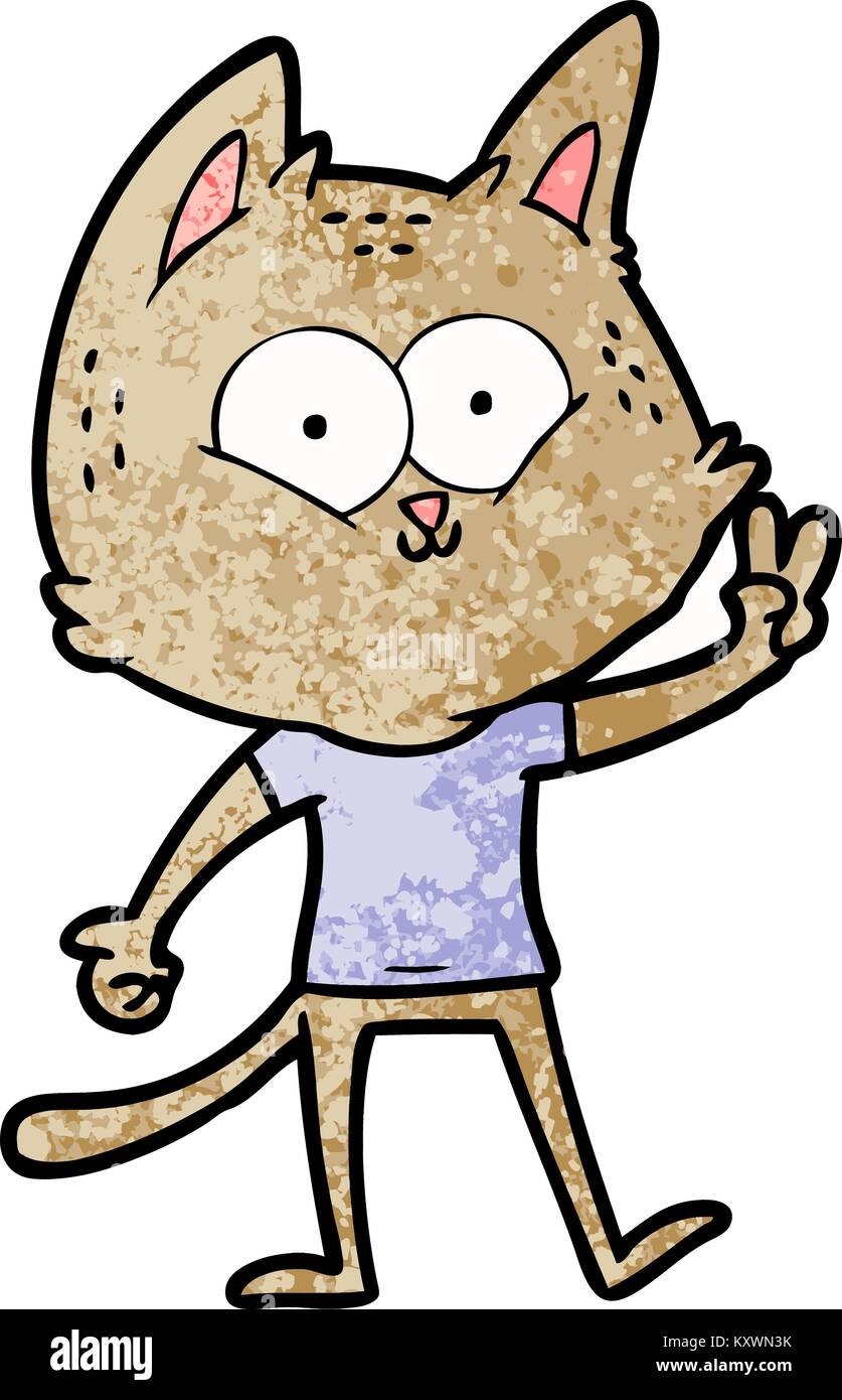 cartoon cat giving peace sign Stock Vector Image & Art - Alamy