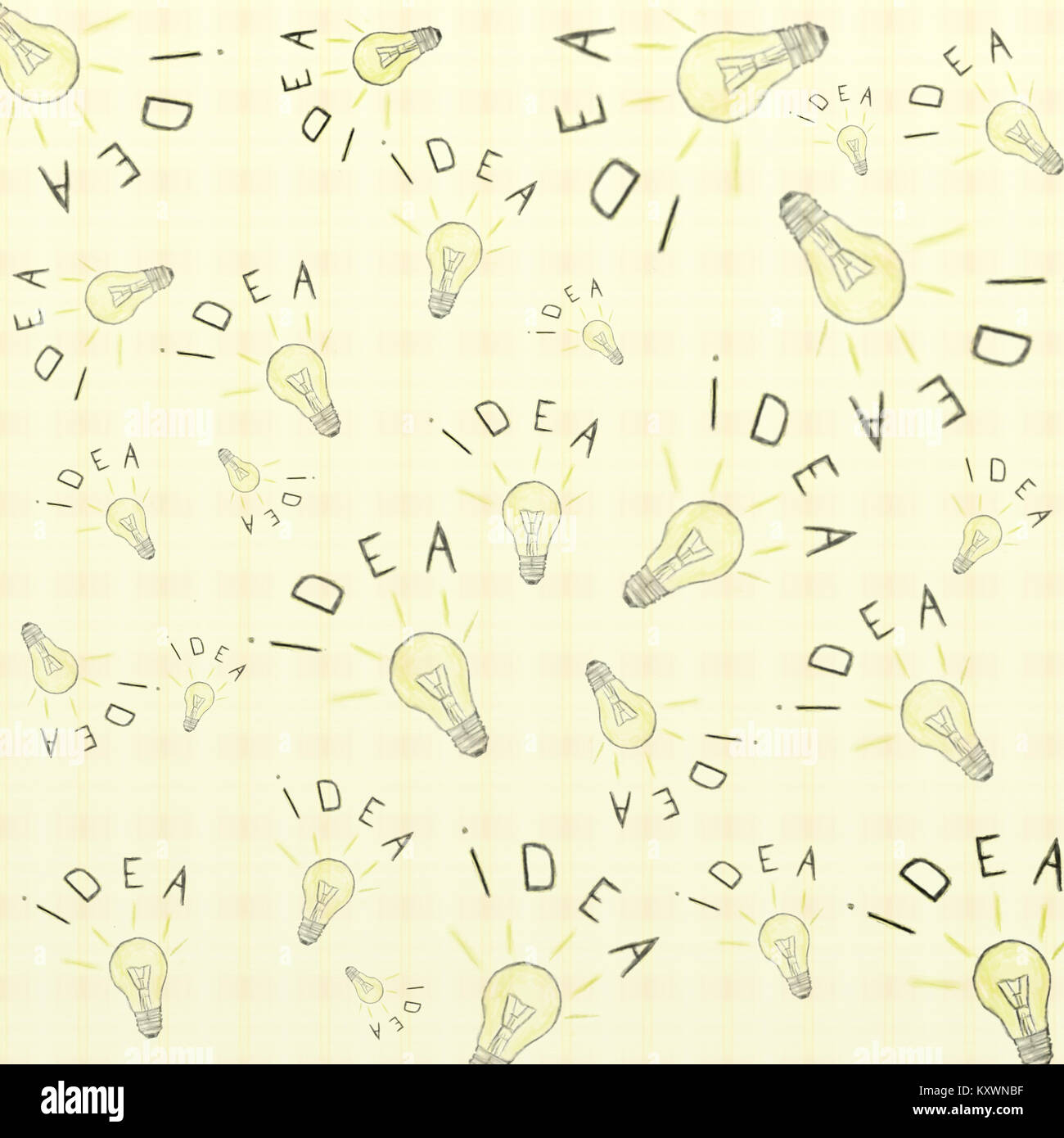 Light lamp and idea text. Idea symbol. Seamless grid lines texture ...